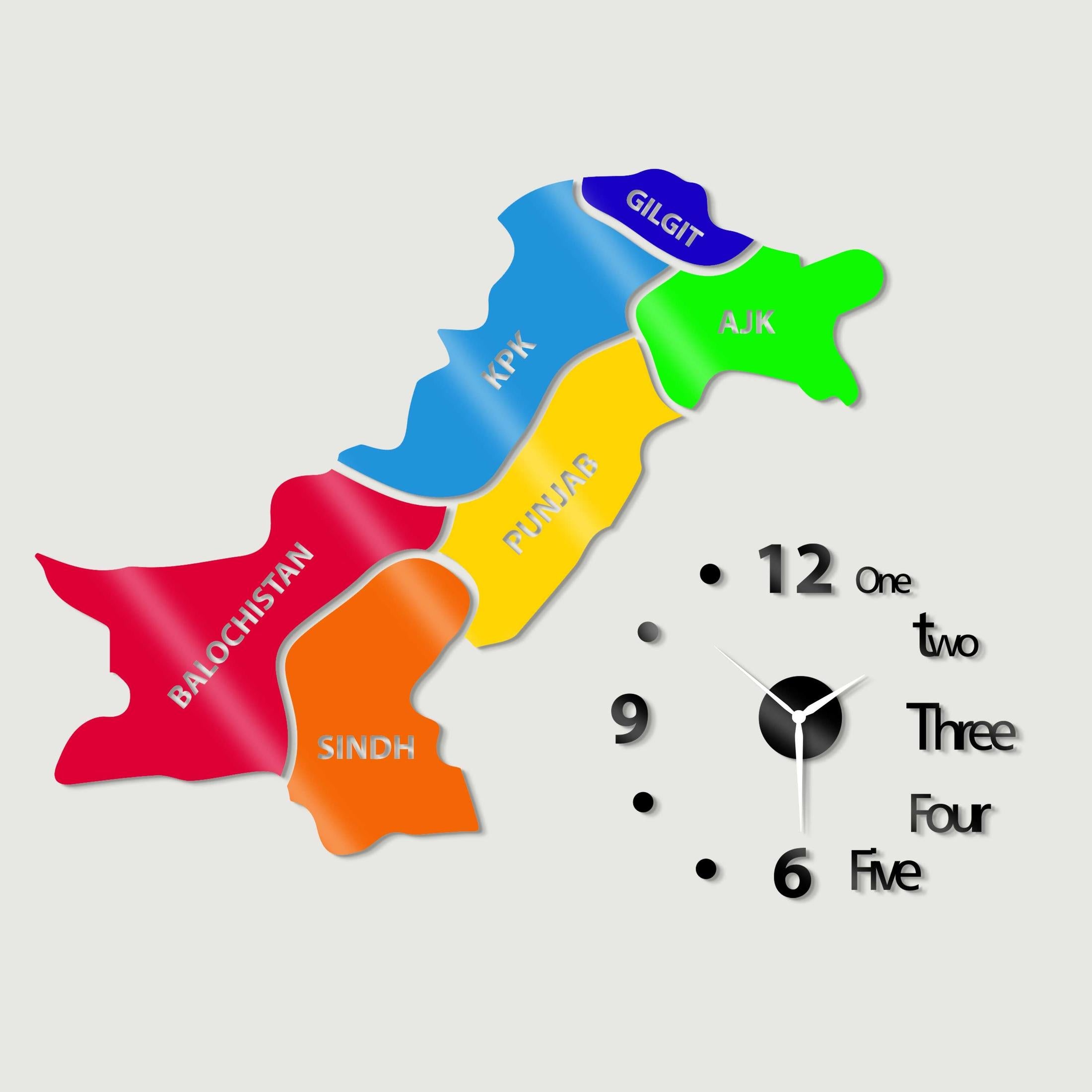 Buy Colorful Pakistan Map Online | Acrylic & Wooden Wall Decor – Blue ...